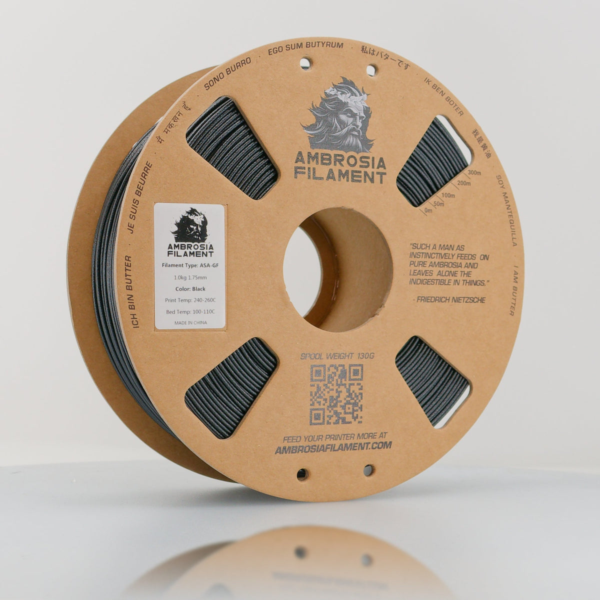 AMBROSIA ASA-GF Glass Filled ASA Filament of the Gods - 1KG Bambu AMS