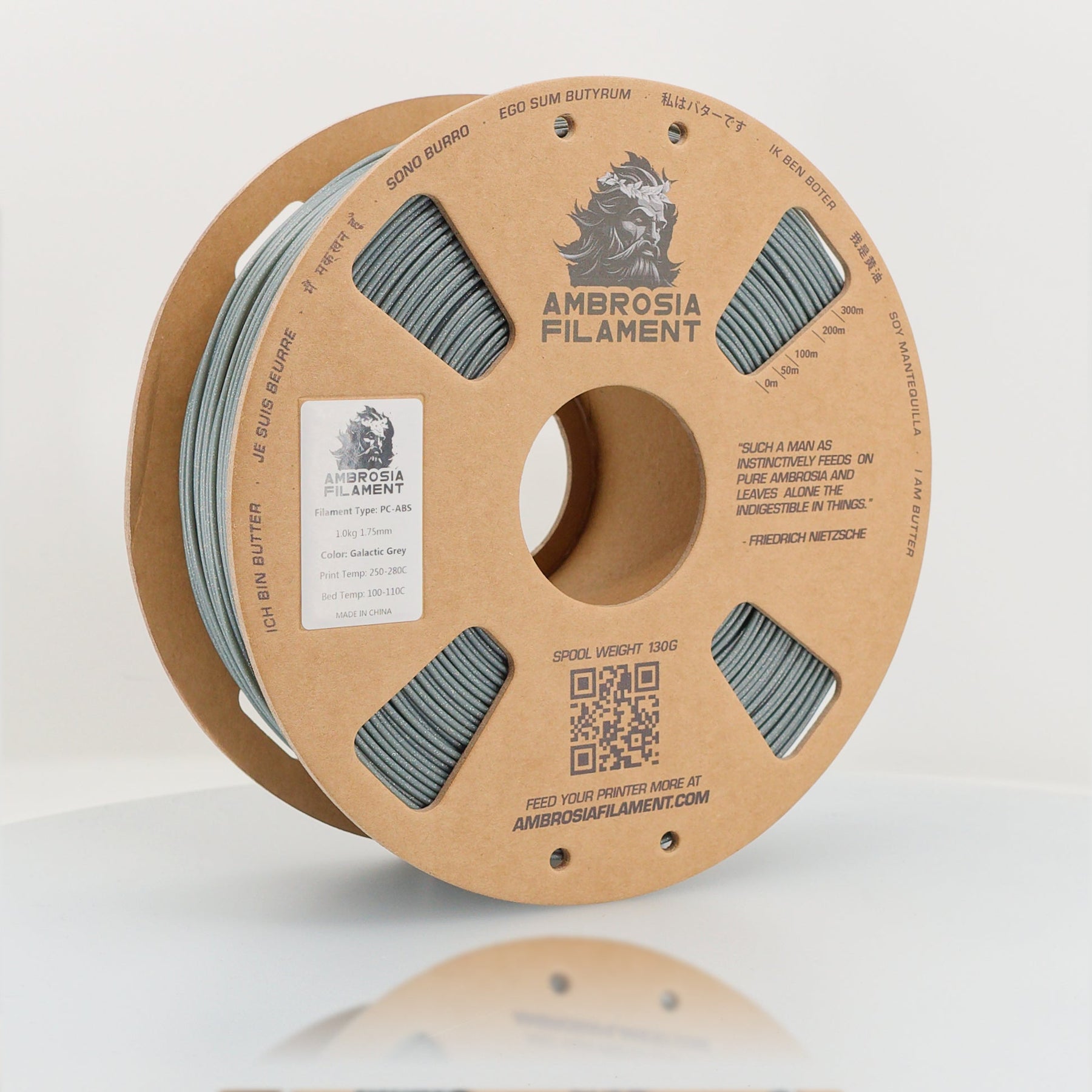 AMBROSIA PC-ABS Filament of the Gods - 1KG Bambu AMS Friendly Cardboar