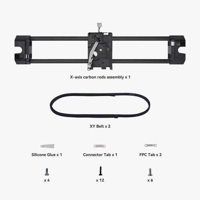 X-Axis Carbon Rods Assembly for Bambu Lab X1 and P1 Series 3D Printers